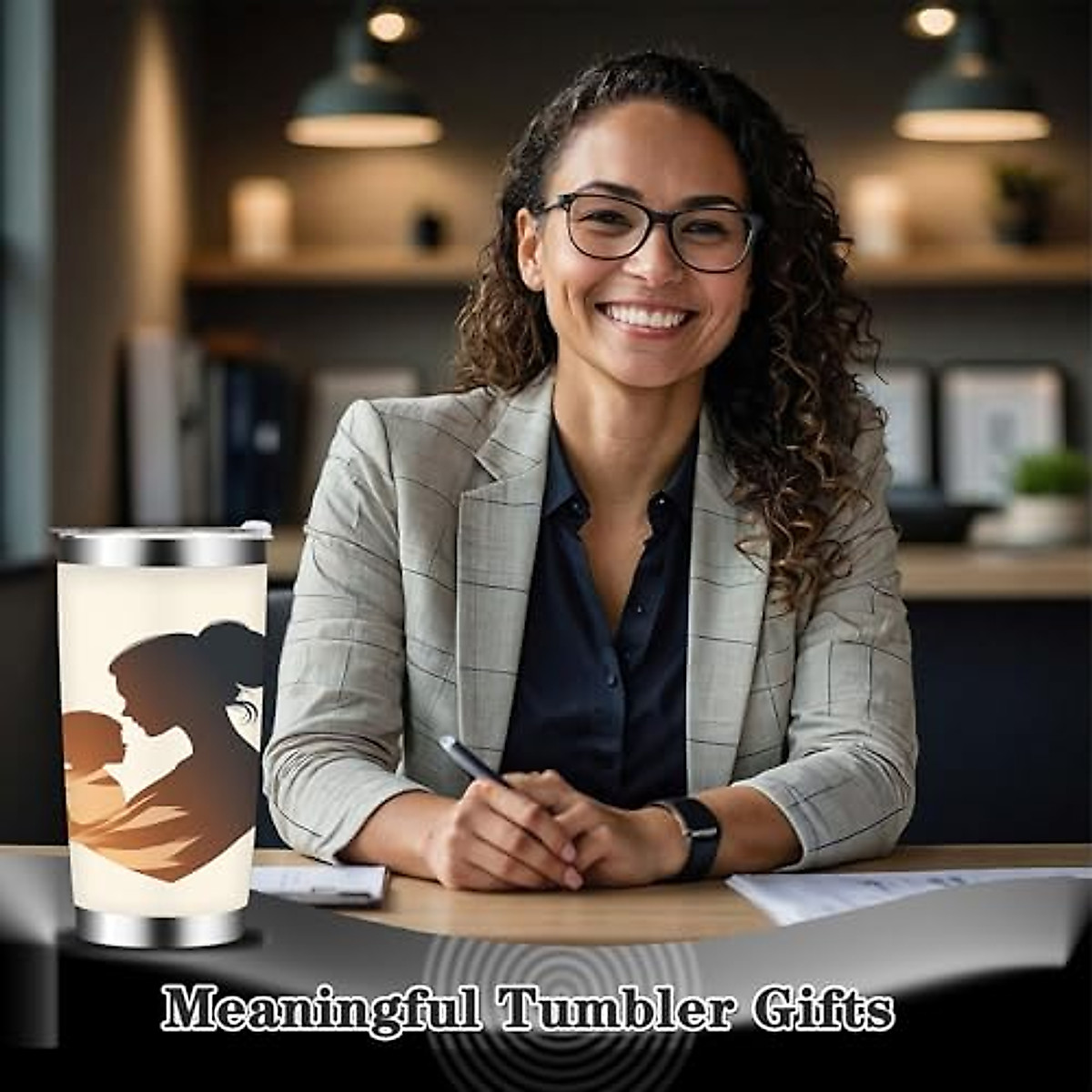 FOCIUZTA 20oz Maternal Silhouette Design Tumbler with lid, Travel Coffee Cup, Ideal for Easter, Mother Day, and birthday gifts