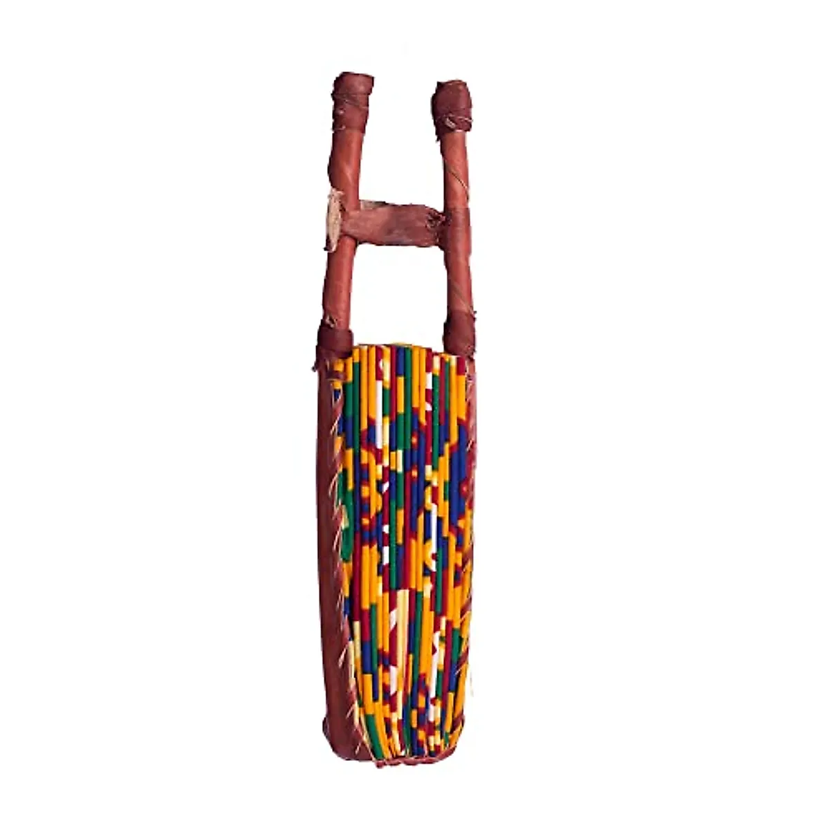 Ankara Fabric African Print Folding Fan Handmade in Ghana Leather Handles (Multi Kente 2)