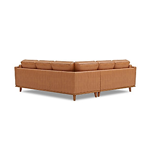 Valencia Artisan Full Leather Sofa - Pure Full Italian Nappa Leather Couch, Solid Wood Accent, Ultimate Comfort (Cognac, L-Shape Sectional)