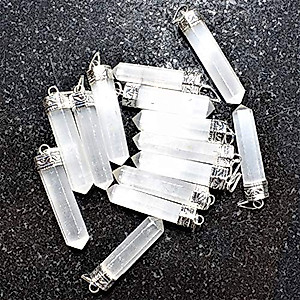 Zenergy Gems Faceted Hand-Made Natural Himalayan Selenite Crystal Pendants + Selenite Charging Heart Included (HEALING ENERGY - NEGATIVE ENERGY ABSORBER)
