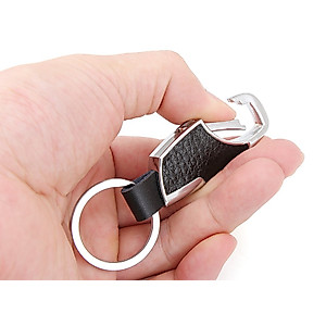 Reenfaya Key Chain with Leather Heavy Duty for Men and Women,Upscale Car Keychain Key Ring Key Holder-2 Pack(Black/Brown) (RF01)