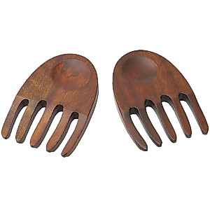 Woodard & Charles Hands Salad Servers, 6" x 4", Cherry Stain