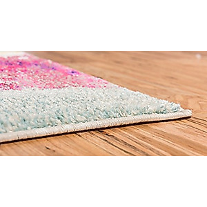 Unique Loom Estrella Collection Light Colors, Abstract, Modern, Vibrant Area Rug, 5 ft x 8 ft, Pink/Ivory