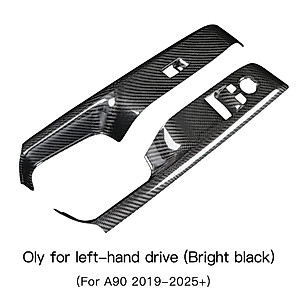 JSWAN Carbon Fiber Pattern Window Lift Switch Panel Decoration Frame Trim Cover for Toyota Supra GR A90 A91 MK5 2019-2024 Window Glass Lift Button Trim Switch Cover(for Left Hand Dirve)