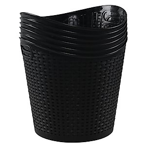 Vadidiya 40 L Large Plastic Laundry Hamper, Plastic Clothes Basket with Handles, Black, 6 Packs