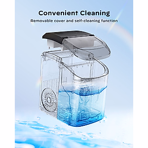 Nugget Countertop Sonic Ice Maker for Home Kitchen Office - Silonn Chewable Pellet Ice Machine with Self-Cleaning Function, 33lbs/24H, Black