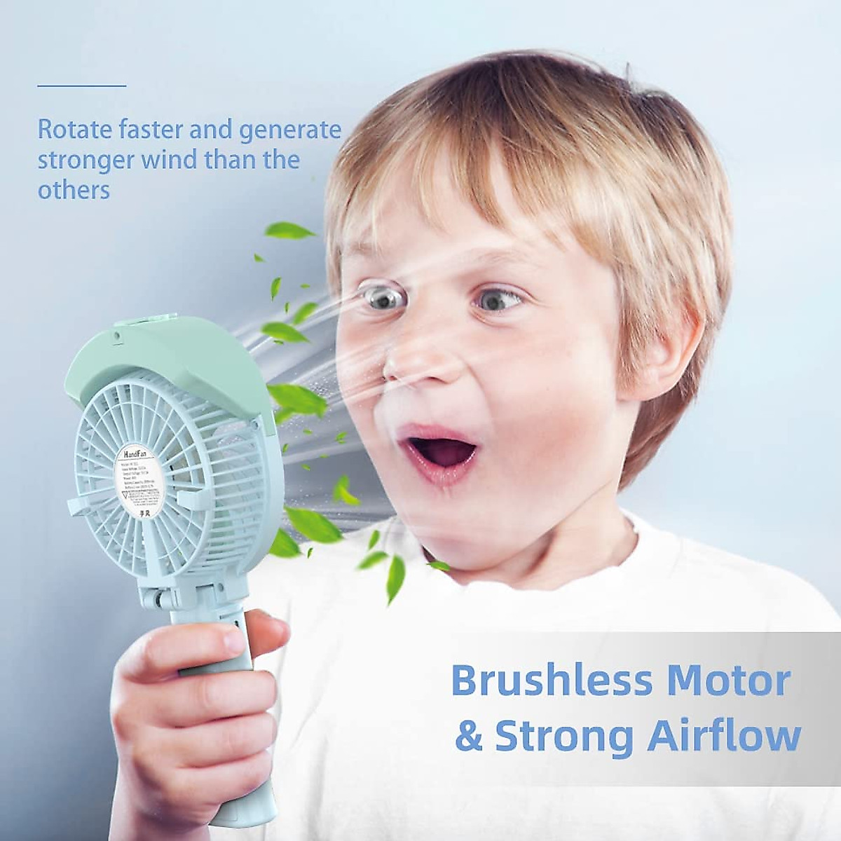 HandFan Personal Misting Fan, 55ml Large Water Tank, Poratable Handheld Rechargeable Mister Fan, Battery Operated Mist Fan, 180°Foldable, 3 Speeds, for Travel, Beach, Outdoors(Green)