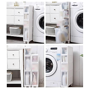 Narrow Storage Drawers, Slim Storage Cart with Drawers, Narrow Bathroom Storage Cabinet, Slim Rolling Storage Cart for Bedroom, Living Room and Bathroom(5.5x17.7x33.2in)