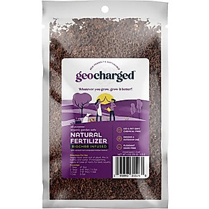 Geocharged Organic Fertilizer Biochar Plus Chicken Manure Indoor and Outdoor Plant Food, Kid and Pet Safe, No Odor for Soil, Flowers, Potted Plants, Raised Beds, Vegetable Garden, Compost, 4 oz. Bag