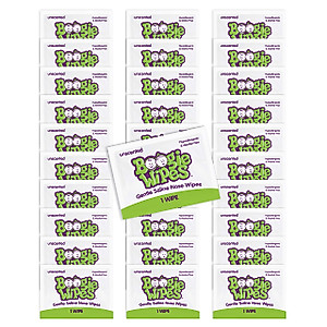 Hand, Face and Nose Wet Wipes for Kids and Baby, Boogie Wipes Single Packs, Unscented, Wipes Away Dirt and Germs, Natural Saline Tissue with Aloe, Chamomile and Vitamin E, 1 Count, Pack of 30