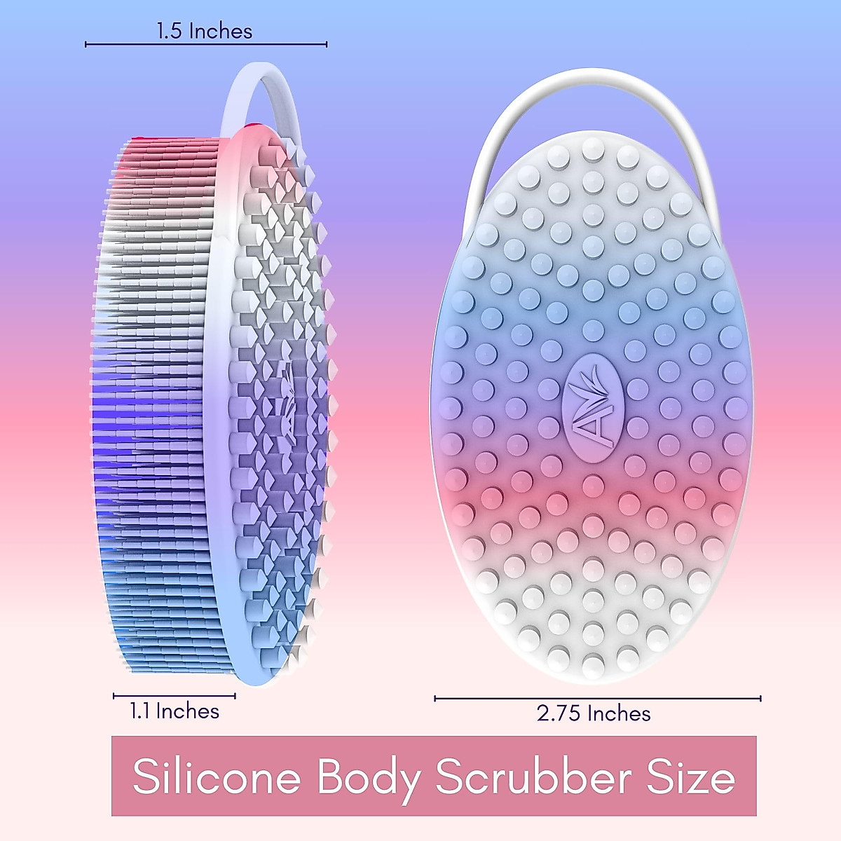 Avilana Silicone Body Scrubber – Dual-Sided Exfoliator for Men & Women, Gentle Loofah Alternative, Easy-to-Clean Silicone Shower Scrubber