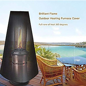 J&C Outdoor Fire Pit Cover, Light weight Patio Chiminea Cover, Waterproof Protective Chimney Fire Pit Heater Cover for Outdoor Garden Heater (Black)