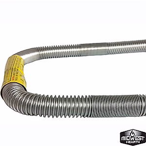 Midwest Hearth Whistle Free Gas Flex Line for Fire Pit and Fireplace - Stainless Steel (18" Long)