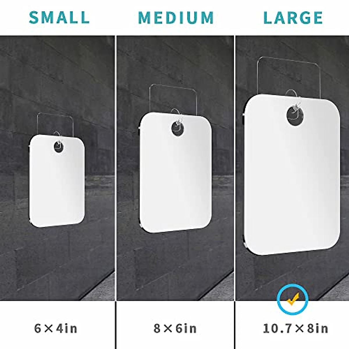 Shower Fog Free Mirror Shave (Medium 2 Pcs 6"x4") Shower Mirror Fogless for Shaving,Unbreakable Anti Fog Mirror,Portable Handheld Mirror, Frameless Plastic Makeup Mirror, Bathroom Wall Mirror Hanging