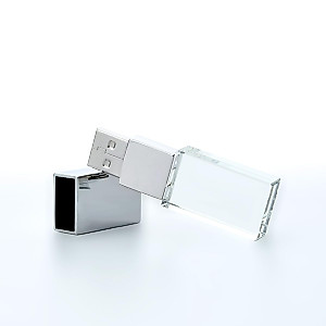 New Crystal Transparent Rectangle Genuine USB Flash Drive Wedding Gift Pen Drive,Silver