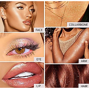 Go Ho Purple Glitter Powder Highlighter Makeup,Highlight Patting Powder with Sponge Head,Fine Shimmer Face Blush Powder Shinning Looking,Powder Puff Stick for Body Hair Glitter Make up,#06 Purple