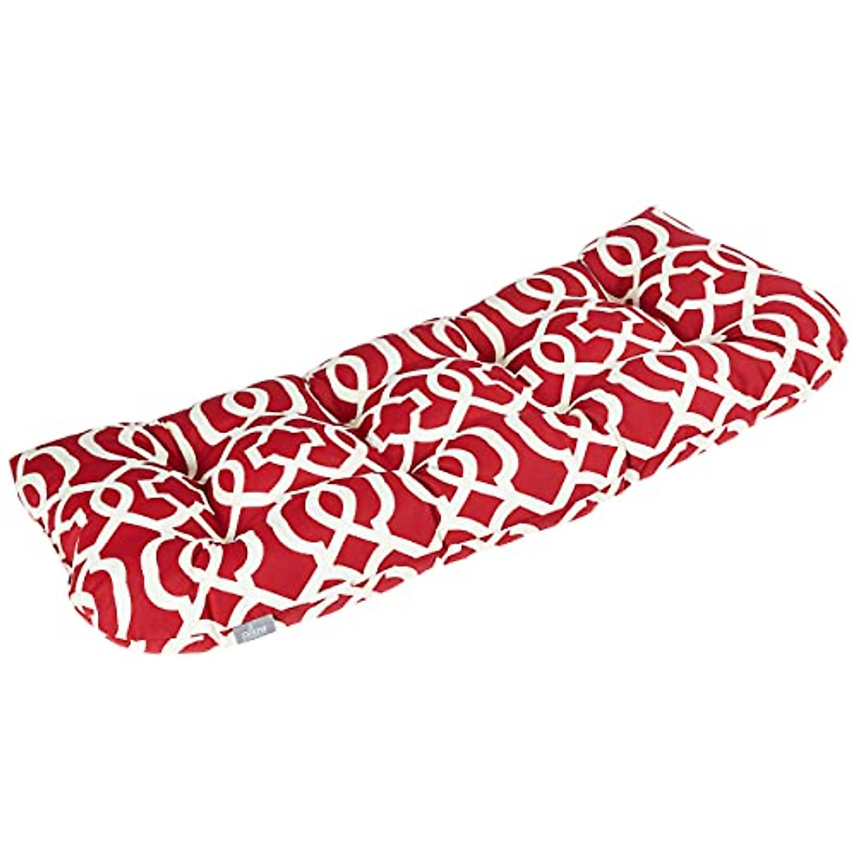 Pillow Perfect Trellis Indoor/Outdoor Sofa Setee Swing Cushion, Tufted, Weather, and Fade Resistant, 19" x 44", Red/Ivory New Geo, 1 Count