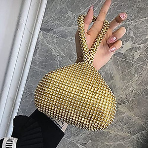 Women's Evening Clutch Bag Girls Sparkling Handbag Bag Bling Bling Rhinestones Wedding Prom Party Club Purses (Gold)…