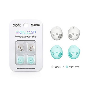 diofit Skin-Friendly Silicone Tips for Galaxy Buds Live. Comfortable Wearing. Stable Fit, 2 Pairs (White)