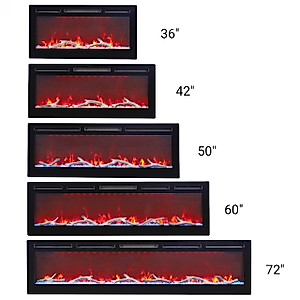 72 Inch Recessed and Wall Mounted Electric Fireplace, Fireplace Heater, Touch Screen, Remote Control with Timer, Adjustable Flame Color and Temperature 72"x18"x4.3"