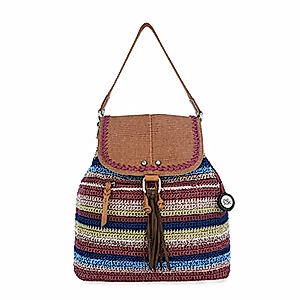 The Sak Avalon Backpack in Crochet, Convertible Straps, Mahogany