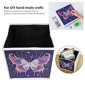 Yosoo Diamond Painting Storage Box, DIY Diamond Painting Organizer Butterfly Pattern Decor Foldable Storage Box Household Desktop Case