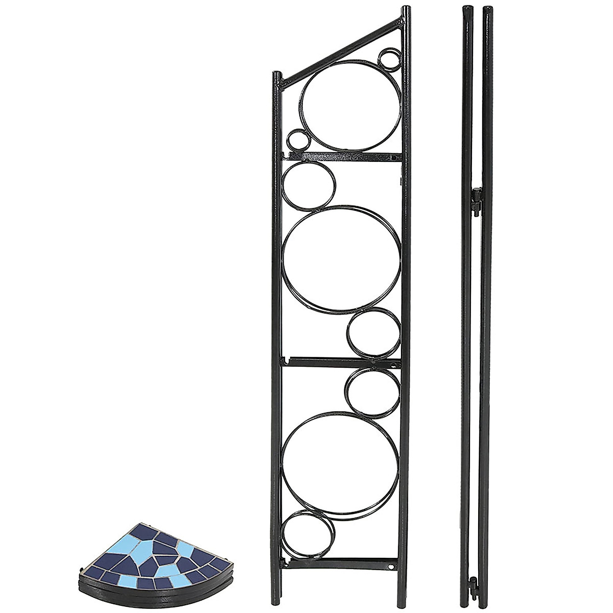 Sunnydaze 44" 3-Tier Outdoor Metal Corner Folding Mosaic Plant Stand - Blue