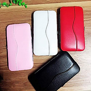 NUOMI Tweezers Storage Cases PU Outer Layer Rectangle Protective Box Makeup Tools Small Organizing Bags for Eyelash Curler/Eyelash Extension Tweezers/Scissors/Grooming Tool, White