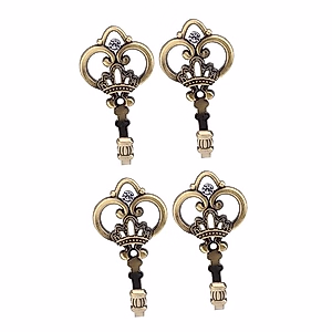 NOLITOY 2 Pairs for Towel Tieback Tiebacks Holdbacks Vintage Decoration with Holder Crown Ancient Shower Curtain Blue Clothes Cabinet Mounted Simple Home Pattern Screws Brass European