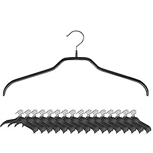 Mawa by Reston Lloyd Non Slip Space Saving Wide Width Clothing Hanger, Style 45/F, Set of 140pcs, Black
