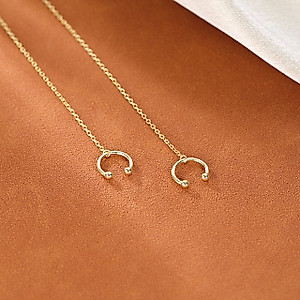 SLUYNZ 925 Sterling Silver Cuff Earrings Chain for Women Crawler Earrings Wrap Climber Earrings Cool Earrings(yellow gold)