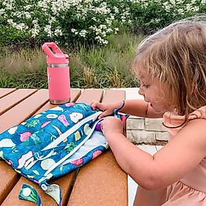 BapronBaby Organic Produce Wet Dry Bag - Waterproof Two Zipper Pockets - Reusable for Mealtime, Diapers, Stroller, Snacks, Swimsuits - Machine Washable - 11" x 9"