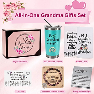 BuiltFit Grandma Gifts Birthday Gift for Grandma from Granddaughter - Birthday Gifts Box for Grandmother from Grandchildren, Christmas Mothers Day Gifts Set for Great Grandma Nana Wine Tumbler Set