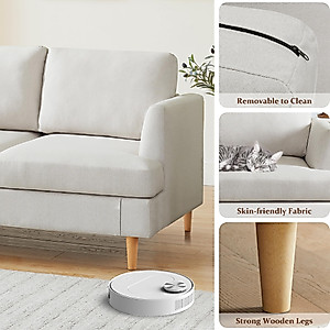 Busaurus Loveseat Sofa 56", Small Couches for Small Spaces, Mid Century Love Seat Couches for Living Room, Upholstered 2-Seater Small Couch for Bedroom, Waiting Room, Beige