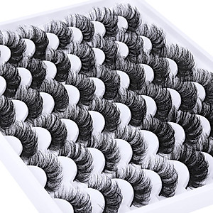 False Eyelashes 24 Pairs Mink Lashes Fluffy Dramatic 6D Volume Fake Eye Lashes that Look Like Extension 6 Styles Strip Full Curly Lashes Bulk By GVEFETIEE