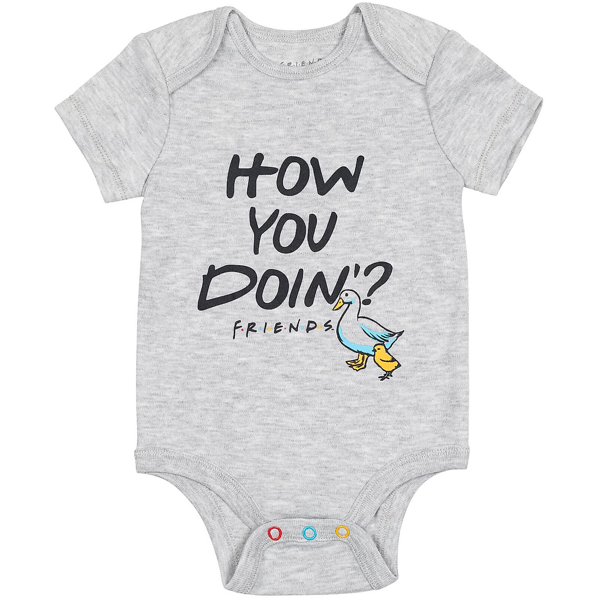 FRIENDS Baby Boys 3 Pack Short Sleeve Bodysuit Grey/Black/White 0-3 Months