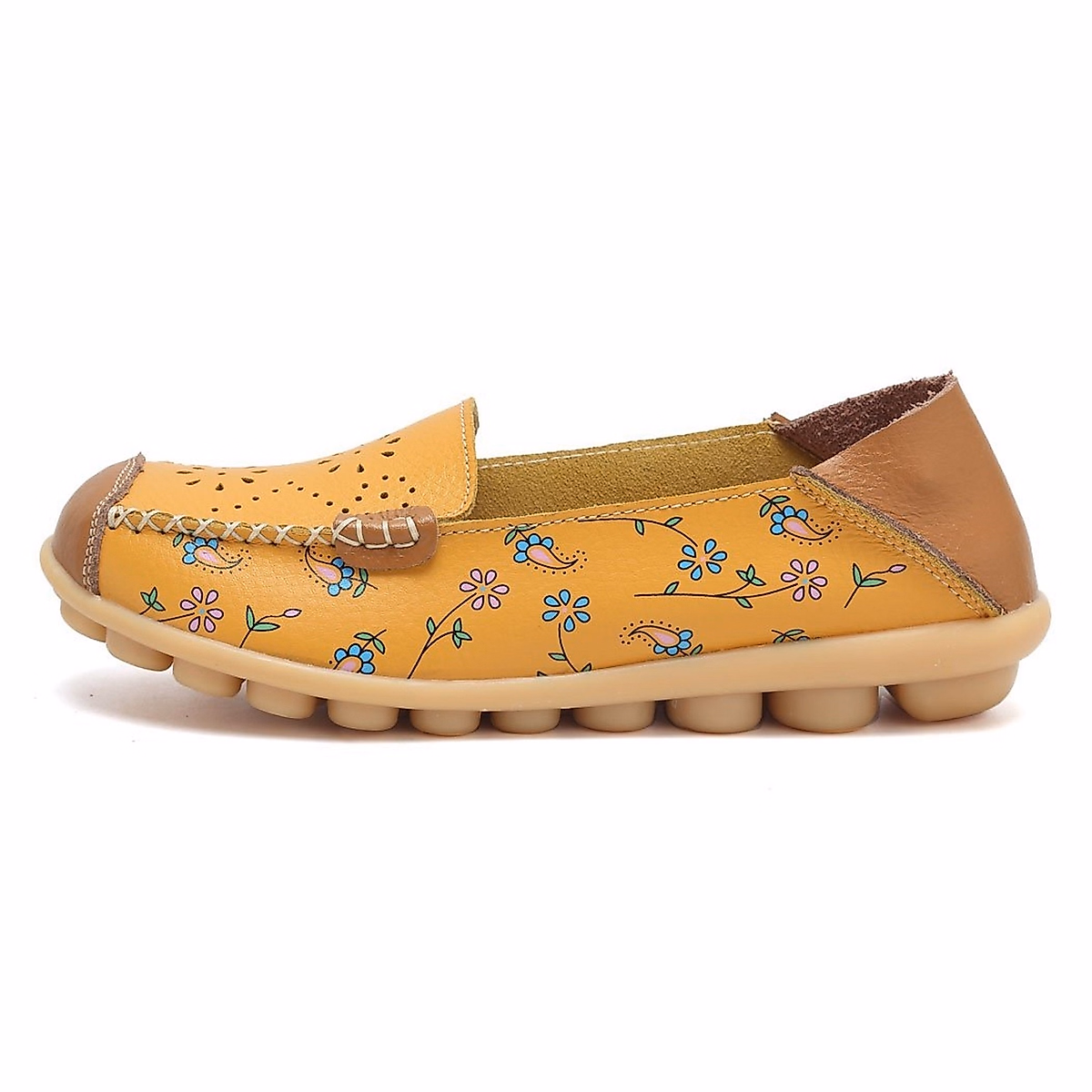 VenusCelia Women's LiFloral Comfort Walking Flats Loafer(10 M US,LiFl-Yellow)