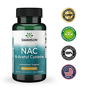 Swanson Premium Brand NAC N-Acetyl Cysteine - 600 mg, 100 Capsules - Antioxidant and Cellular Health Support Supplement