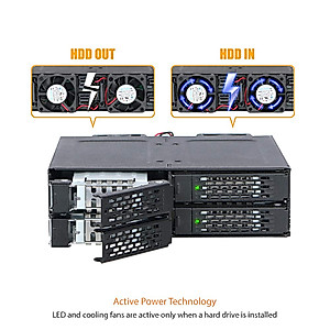 ICY DOCK 4 Bay 2.5 NVMe U.2/U.3 SSD PCIe 4.0 Rugged Mobile Rack Enclosure for 5.25" Bay (4 x Mini-SAS HD) | ToughArmor MB699VP-B