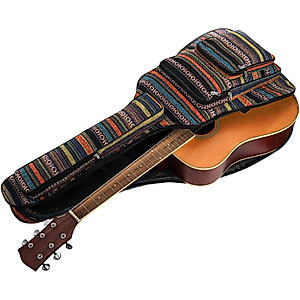 Tosnail 43 Inch Acoustic Guitar Gig Bag with Backpack Strap and 5 Pockets, Bohemian Vintage Guitar Storage Case Bag