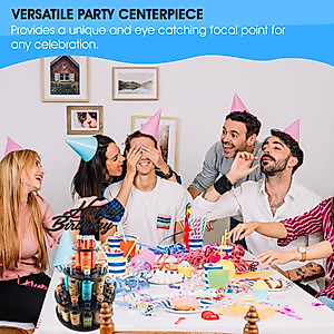 Shot Cake Party Display for Mini Liquor Bottles | 21st Birthday Holiday Celebration Decoration Centerpiece (Three Tier, Black)