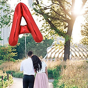 TONIFUL 40 Inch Large Bright Red Letter Balloons A-Z, Giant Jumbo Helium Foil Mylar Big Letter A Balloons for Birthday Party Anniversary Wedding Decorations