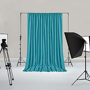 Hiasan Turquoise Backdrop Curtains for Parties, Polyester Photography Backdrop Drapes for Family Gatherings, Wedding Decorations, 5ftx10ft, Set of 2 Panels