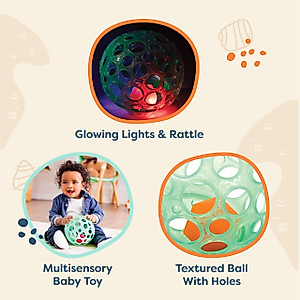 B. toys- B. baby– Sensory LightUp Baby Rattle- Textured Ball with Holes – Glowing Lights & Rattle – Infants, Babies – Grab n’ Glow- 0 Months +