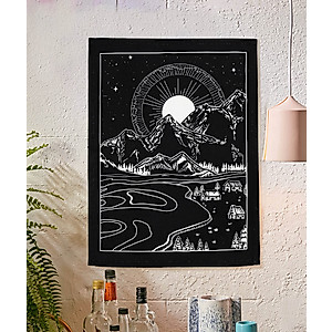 Lifeel 3Pack Sun and Moon and Star Landscape Tapestry Wall Hanging, Vertical Black and White Aesthetic Tapestries For Bedroom Home Wall decor 20×27 inch