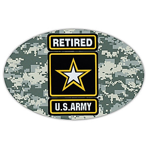 Oval Shaped Car/Refrigerator Magnet - US Army Retired - Support Our Military Troops