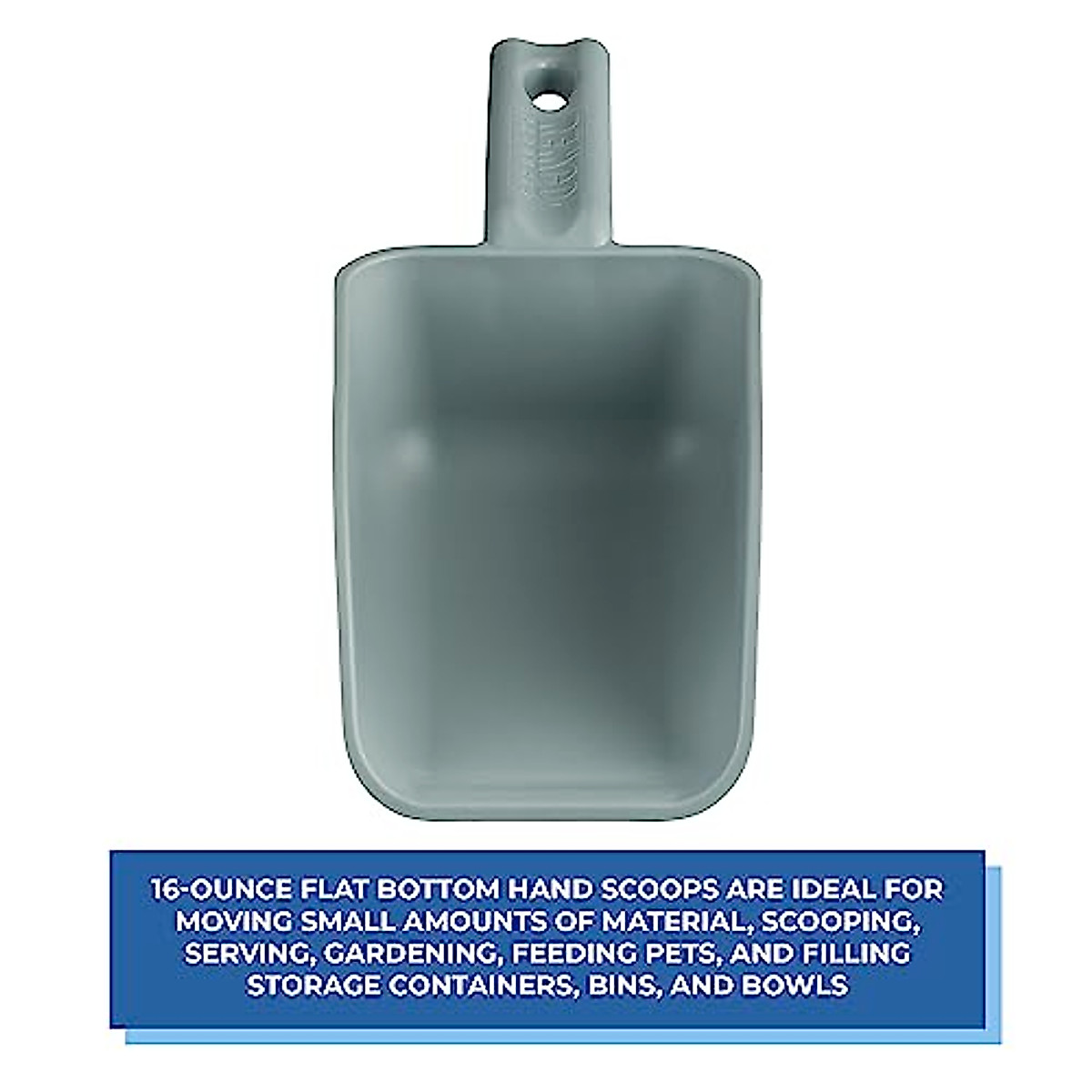 Vikan Remco 630088 Color-Coded Plastic Hand Scoop - BPA-Free Food-Safe Kitchen Utensils, Restaurant and Food Service Supplies, 16 oz, Gray