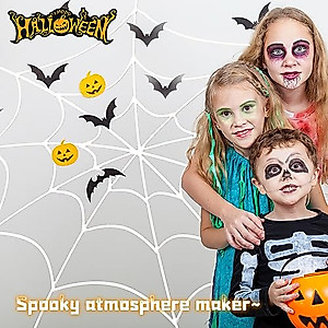 YUNAI Spider Webs Halloween Decorations Outdoor, 10.5ft 7 Coils White Fake Spider Web, Scary Haunted House Outdoor Wall Decor for Halloween Party Hanging Decorations