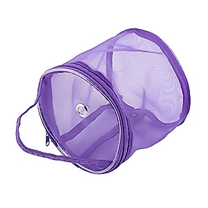 Knitting Bag for Yarn Storage, Oxford Cloth Woven Crocheting Organizer Holder Hollow Mesh Cylinder Crochet Wool Small Accessories Container Tool (Purple)