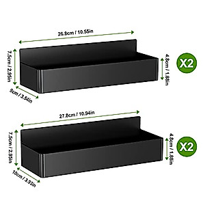 Mystozer 4-Pack Magnetic Spice Rack Organizer for Refrigerator, Plastic Fridge Shelf, Black